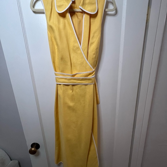 Talbots | Dresses | Vintage Talbots Yellow Wrap Dress With White Trim ...
